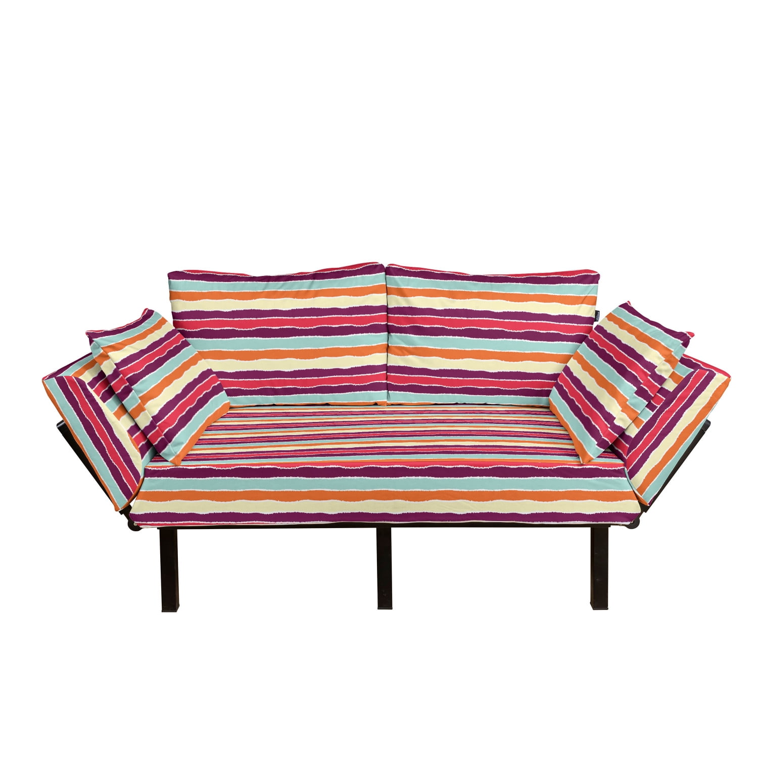 Colorful Futon Couch, Vertical Lines with Torn Paper Effect Tropical ...