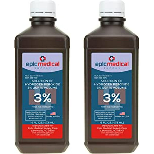 Epic Medical Supply Hydrogen Peroxide First Aid Antiseptic, 3% USP, 16 ...