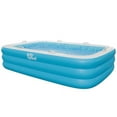 "Deluxe Large Blow Up Inflatable Family Pool with Handles & Padded Soft ...