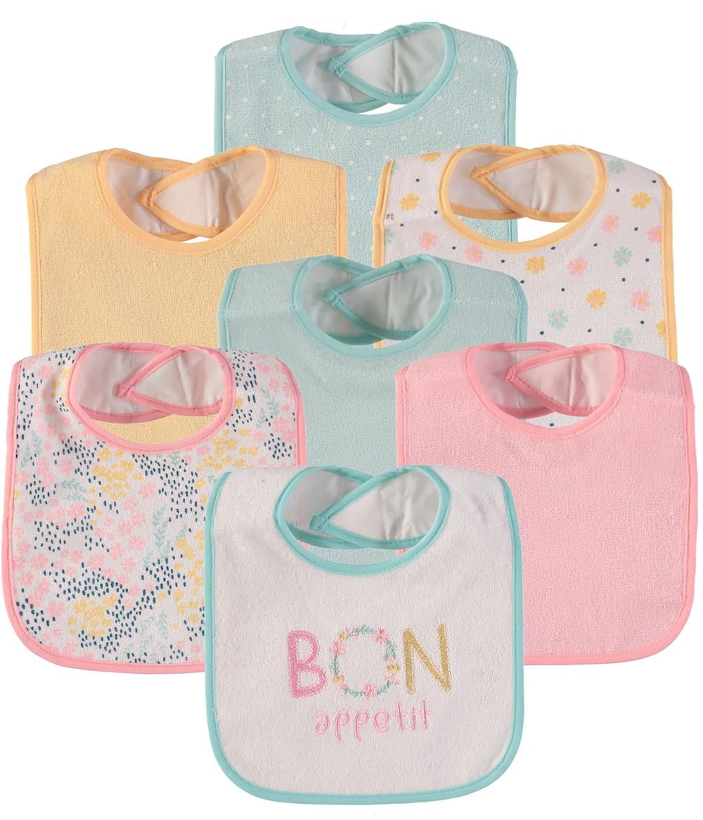 Bon Bebe Baby Girls 7-Pack Bibs with Waterproof Backing - Walmart.com