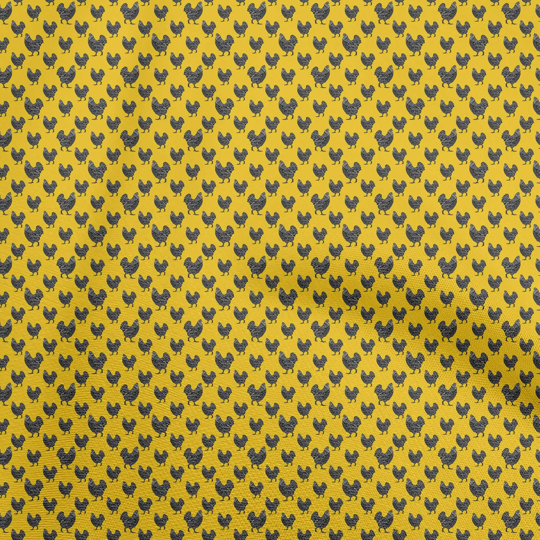oneOone Silk Tabby Yellow Fabric Birds Rooster Diy Clothing Quilting Fabric Print Fabric By Yard ...