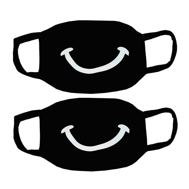 Set of 2 Smiley Mask Fun Smiling Design, Cute Happy Smile Face Cover ...