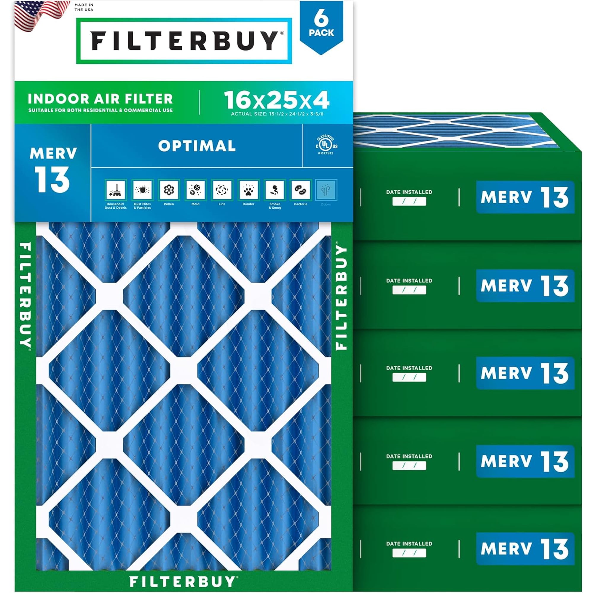 Click here for Filterbuy 16x25x4 Merv 13 (Mpr 1900) Health Defens... prices