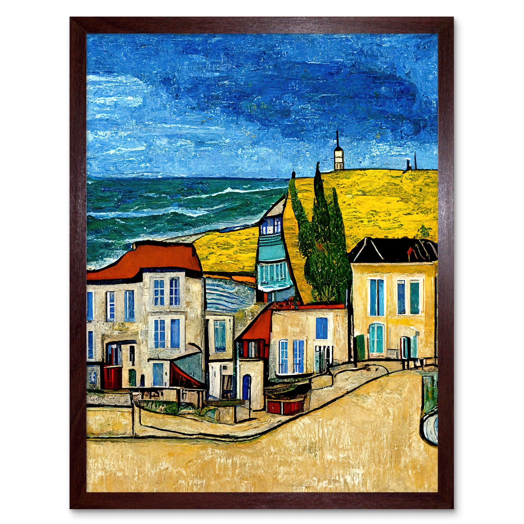 Italy Rimini Seaside Town Van Gogh Style Modern Art Print Framed Poster ...