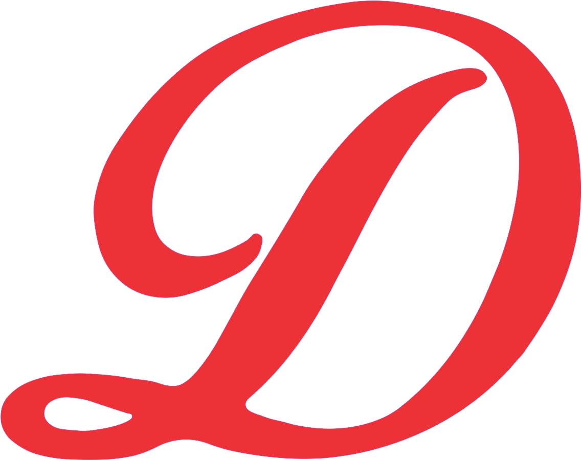 3 75in X 3in Red Cursive D Monogram Sticker Fancy Vinyl Vehicle 