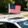 American Independence Day Car Flag Kit, Silver Suction Cup Mount Flag ...