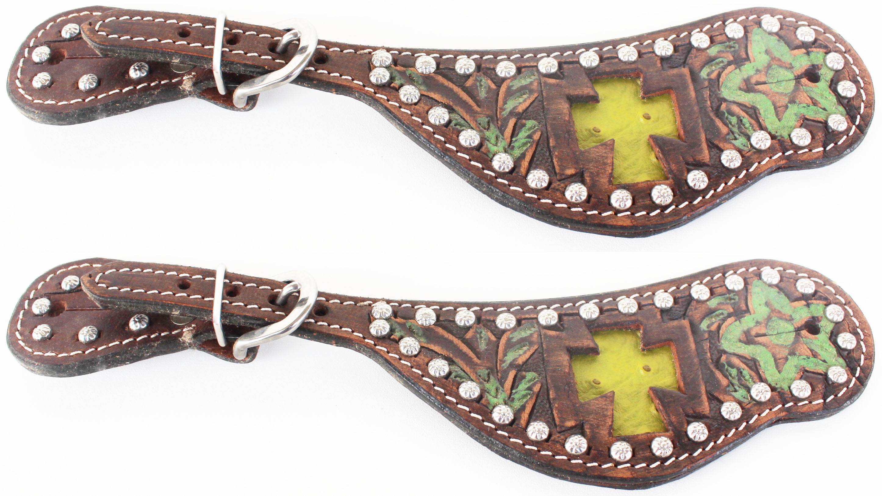 Horse Western Riding Cowboy Boots Leather Spur Straps Tack 7468 ...