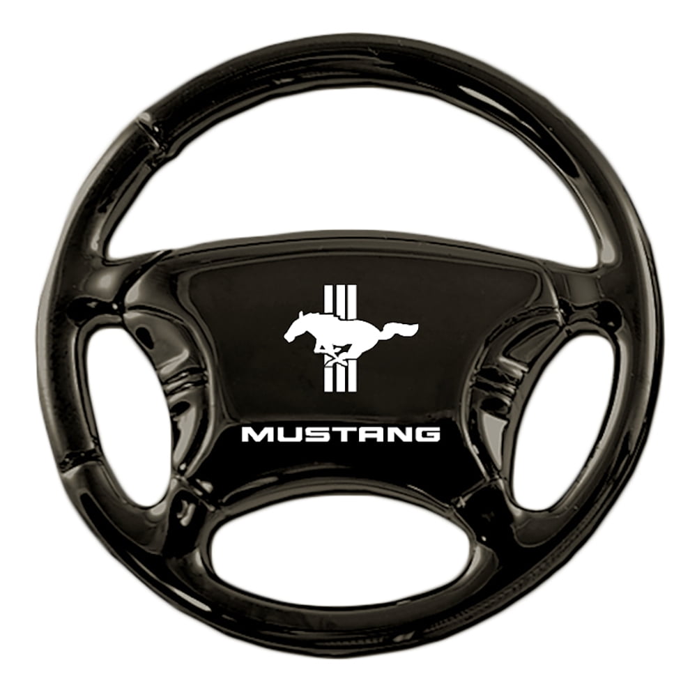 Ford Mustang Tri-Bar Keychain & Keyring - Black Steering Wheel ...