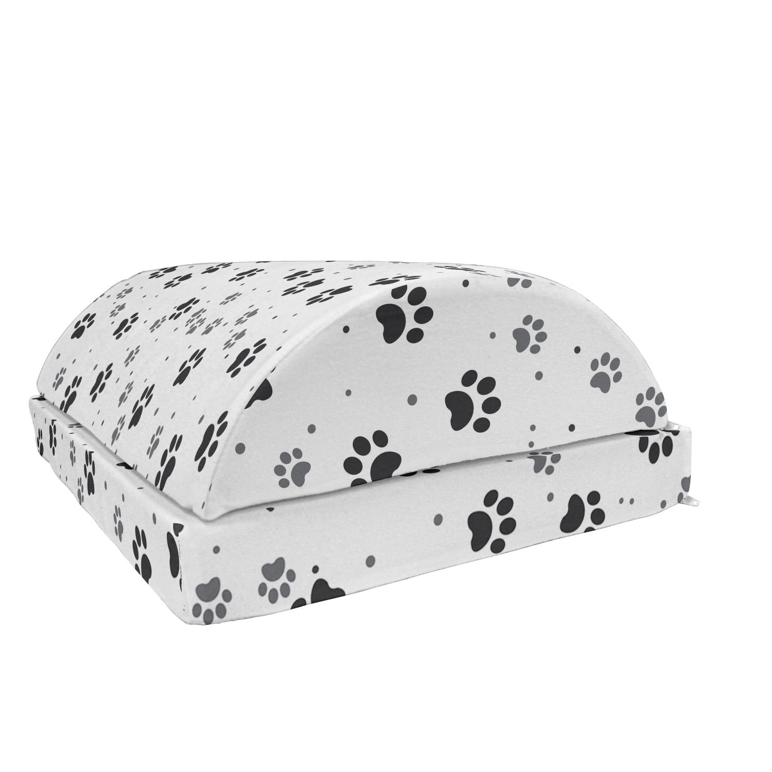 Paw Print Foot Rest, Repeating Greyscale Dog and Cat Feet Pattern with ...