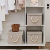 Foldable Fabric Storage Bins with Lids & Handles, Collapsible Storage ...