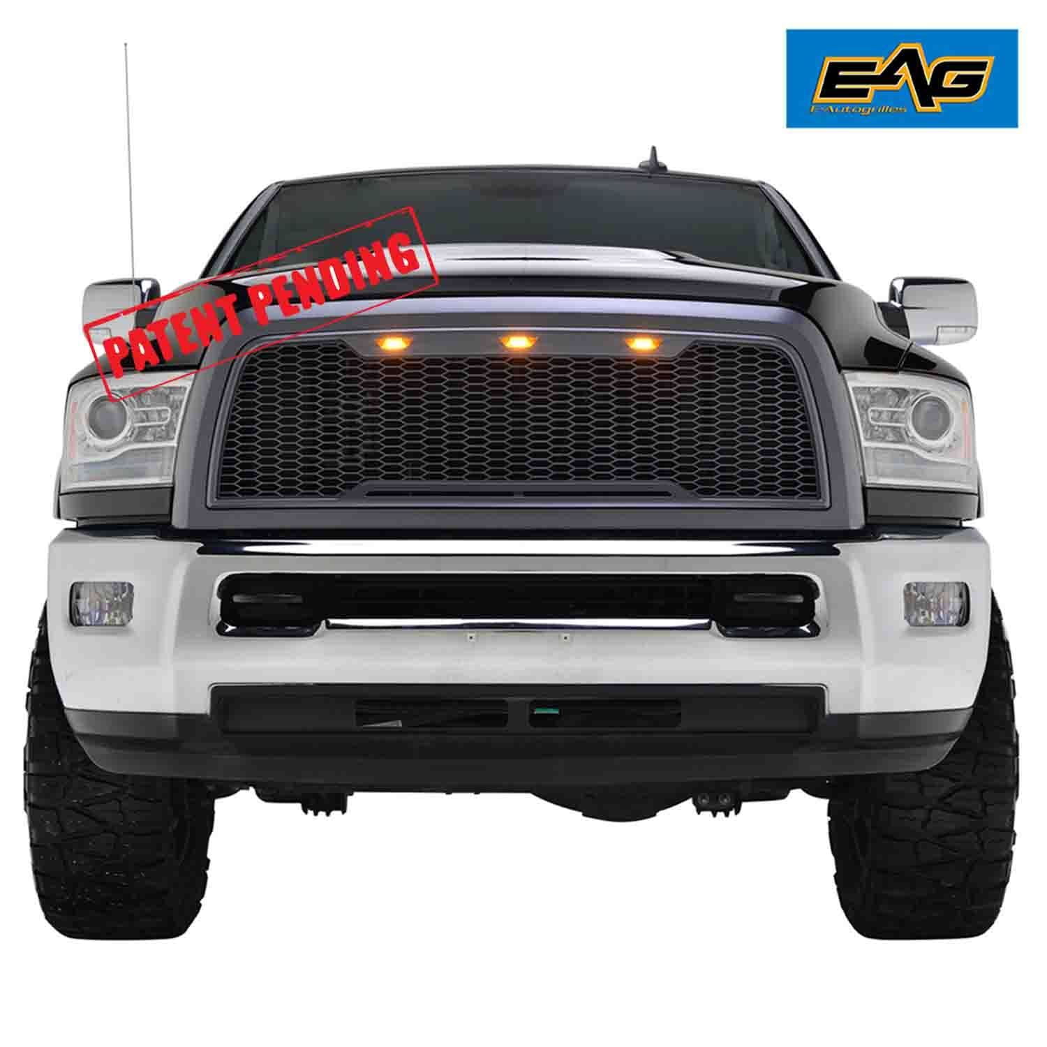 EAG Replacement Ram ABS Upper Grille Front Hood Grill - Charcoal Gray ...