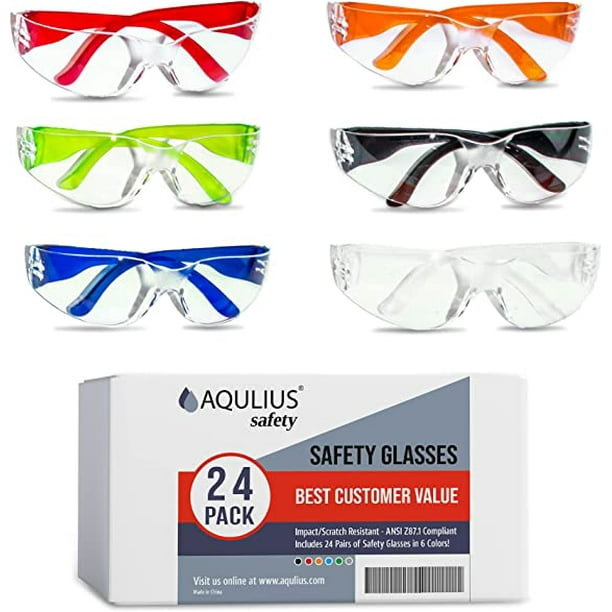 Aqulius 24 Pack Crystal Clear Eye Protection Safety Glasses for ...