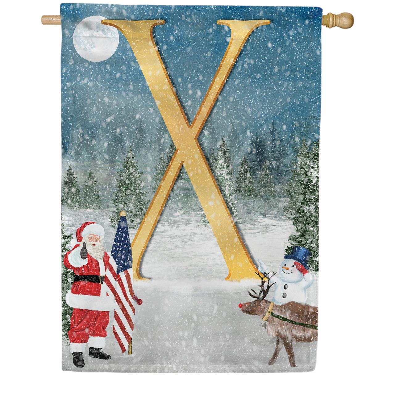 America Forever Monogram Christmas House Flag Letter X 28 x 40 inch ...