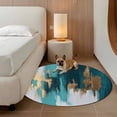 3ft Round Rug Abstract Teal Green Area Rugs for Living Room Bedroom ...