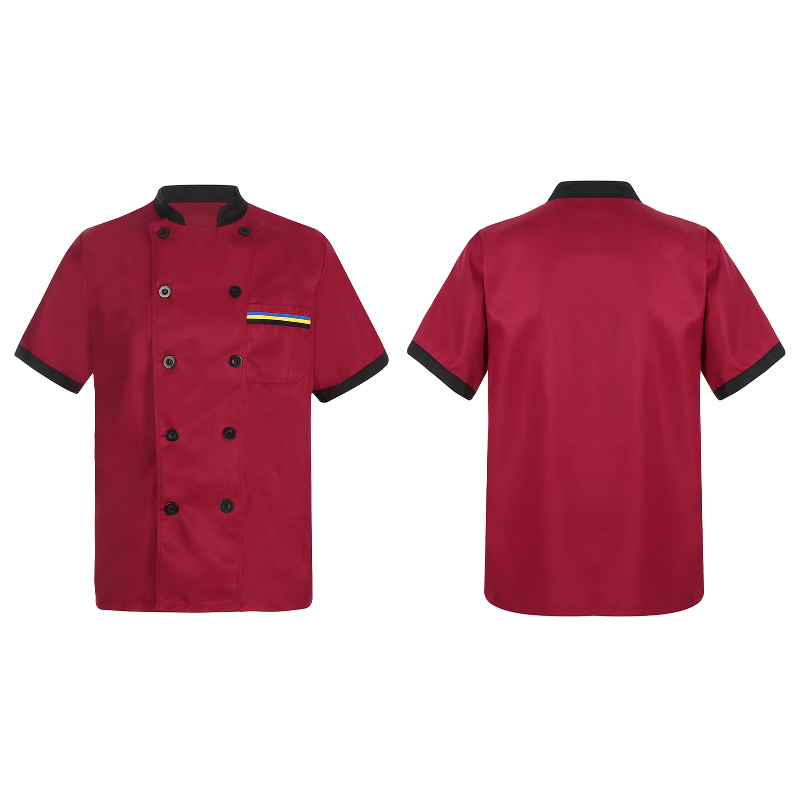 iiniim Unisex Chef Coat Short Sleeve Jacket Double-Breasted Kitchen ...
