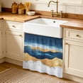 Abstract Ocean Waves Cabinet Curtains Gradient Gold Blue Landscape Art ...