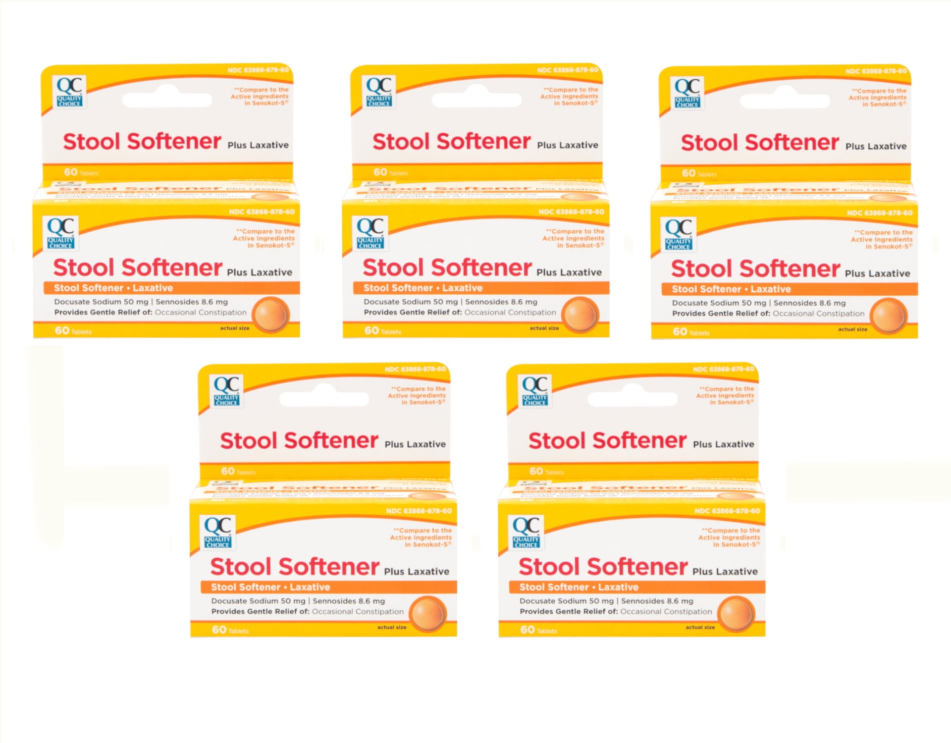Quality Choice Stool Softener Plus Laxative, 60 Tablets - Pack of 5 ...