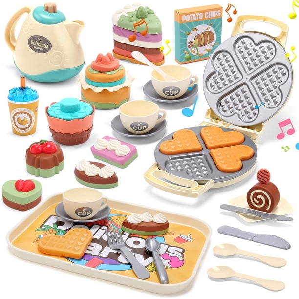 Toy Tea Set for Kids (white) - 42 PCS Tea Party Set for Girls Toddlers ...