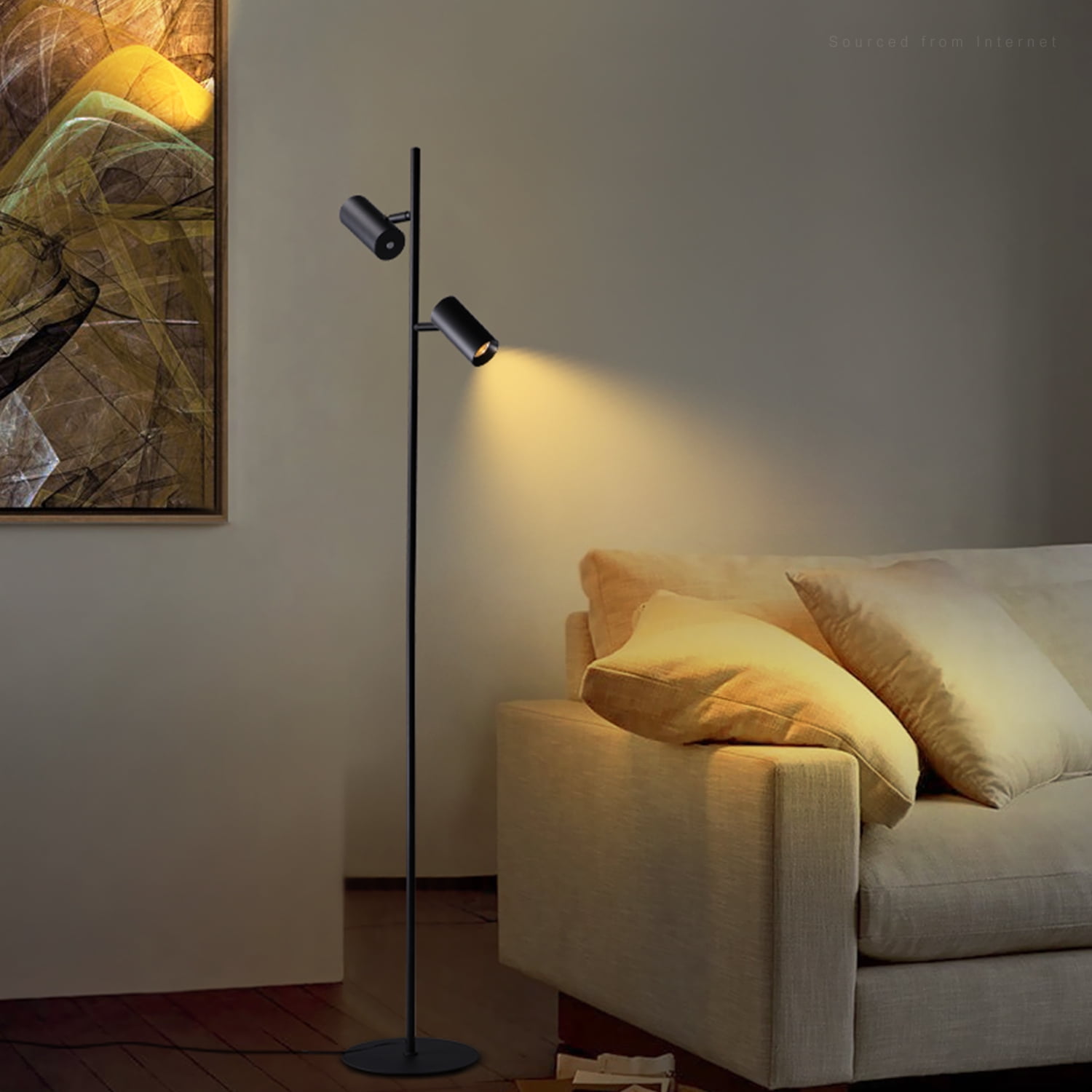 LEONLITE Dimmable Floor Lamp with Adjustable Head, 2-Light Track Tree ...