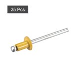 Uxcell 4mm x 6mm Aluminum Open End Flat Round Head Blind Rivets, Gold ...