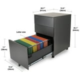 Aurora Modern SOHO Design 3-Drawer Metal Mobile File Cabinet with Lock ...
