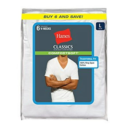 Hanes - Men's Classic V-Neck T-Shirt (6-Pack) - Walmart.com - Walmart.com