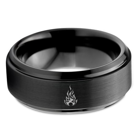 Zealot Jewelry - Tungsten Fire Flame Burning Emblem Band Ring 8mm Men ...