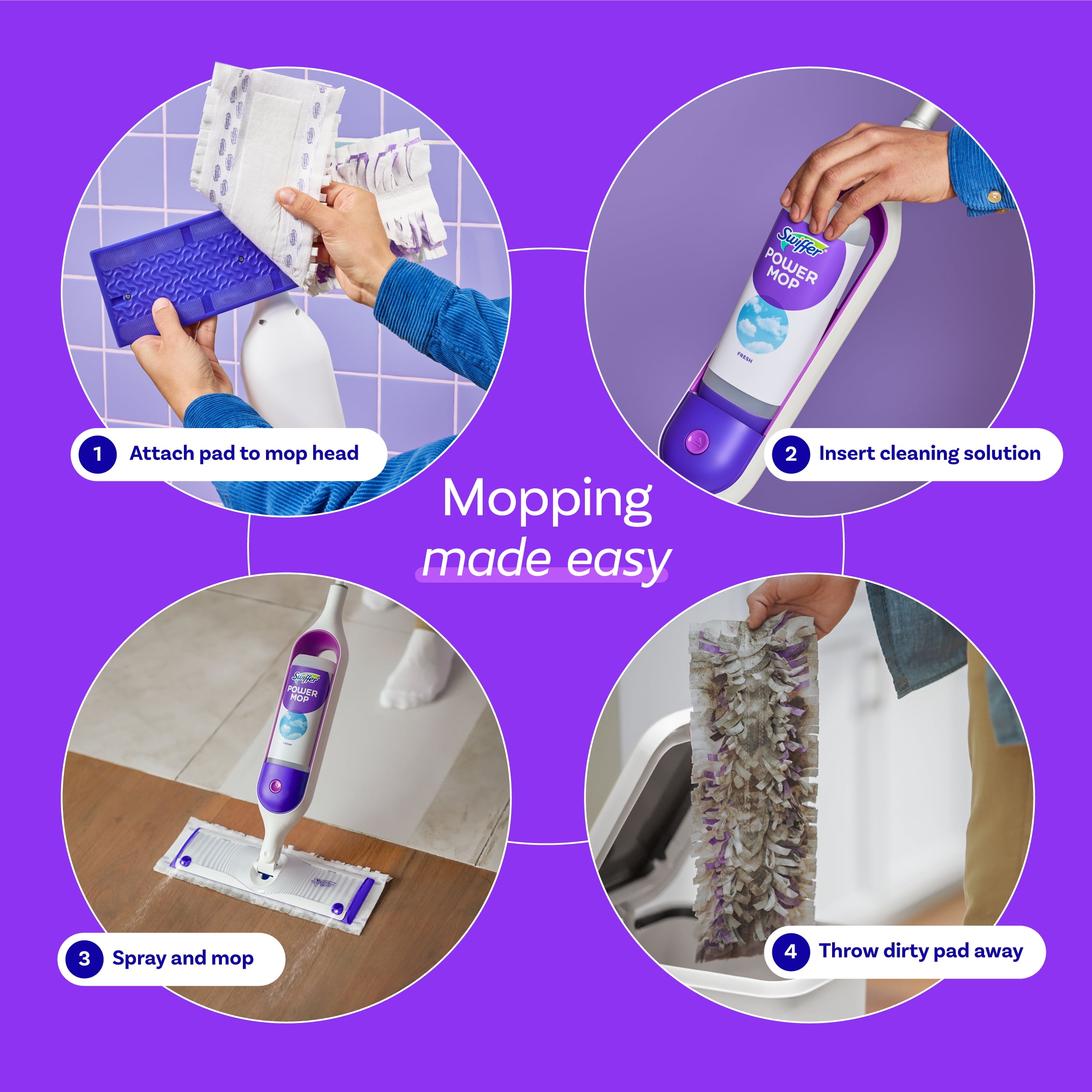 Swiffer Power Mop Multi-Surface Kit for Floor Cleaning, Fresh Scent ...