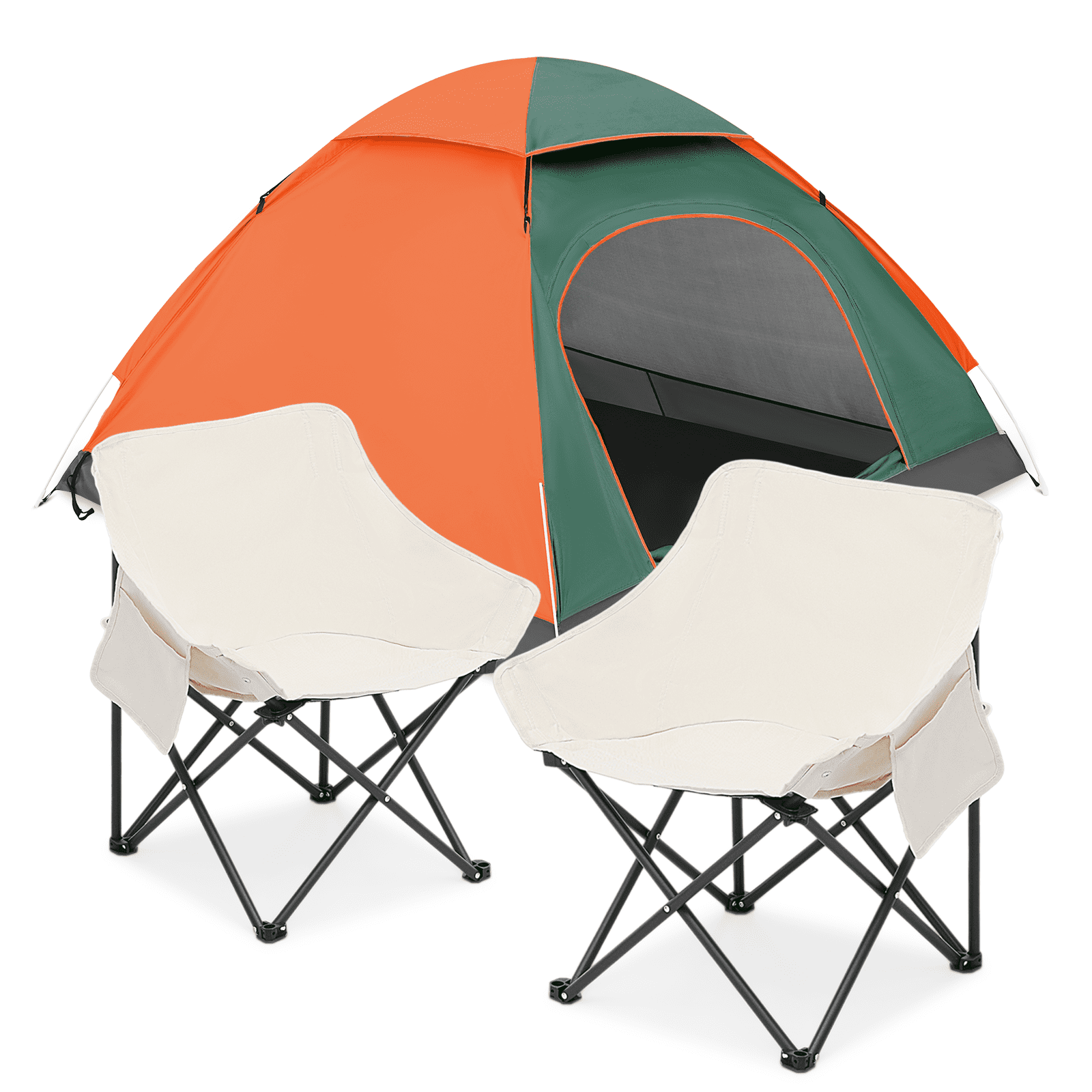 MADOG 3-Piece Camping Tent + Chairs, 2 Person Dome Tent with 2 Folding ...