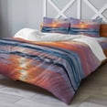 4 Piece Duvet Cover Set Queen, Summer Coastal Sunset Scene Soft ...