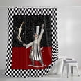 Chef Retro Red Floral Black Checker Shower Curtain for Bathroom ...