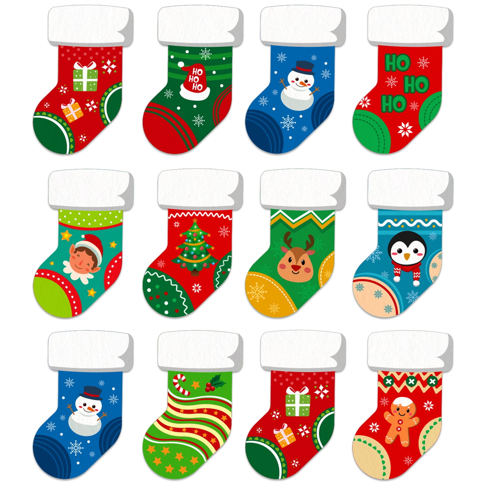 WaaHome 4"x6" Christmas Stocking Cut-Outs, Assorted Xmas Decorations ...