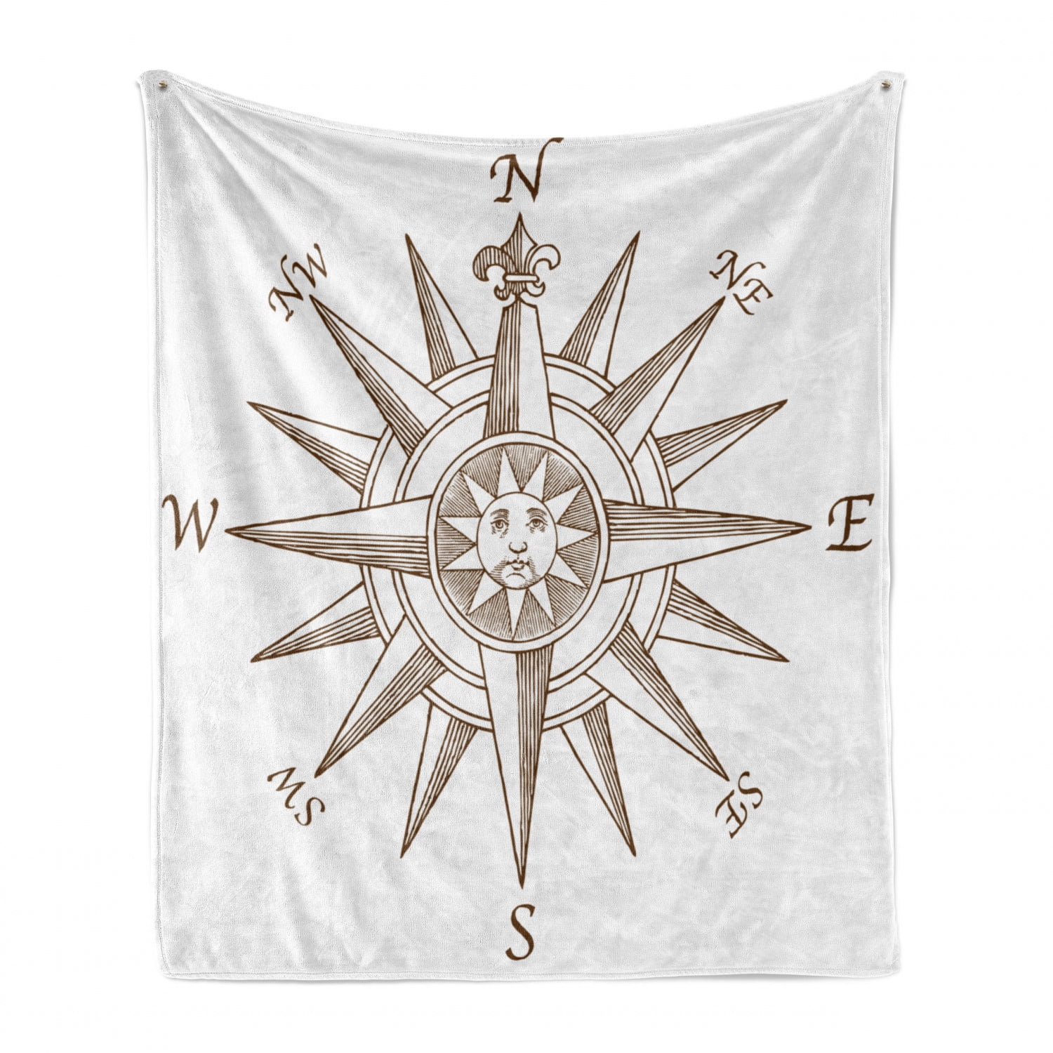 Compass Soft Flannel Fleece Throw Blanket, Retro Mystic Style Wind Rose ...