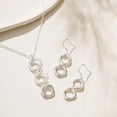 3 Circles Silver Hoop Earrings and Necklace Set for Women - 925 Plated ...