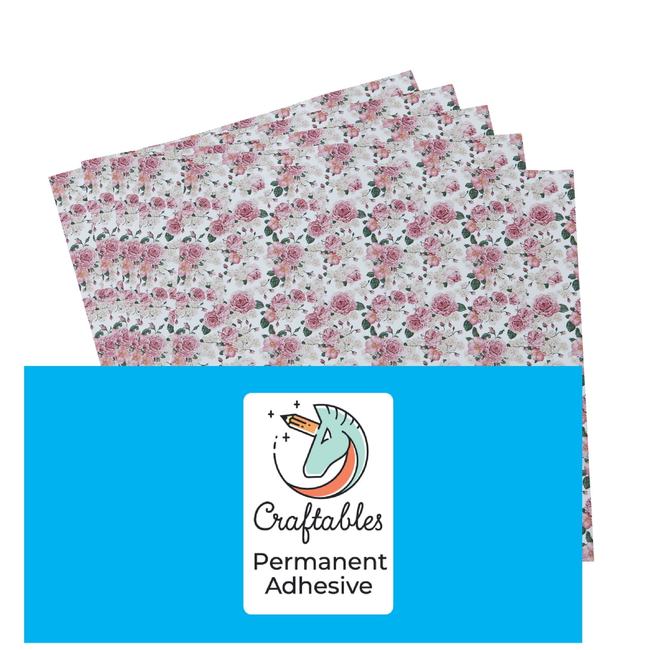 Floral Rose Pattern Self Adhesive Craft Vinyl Printed Sheets for Cricut ...