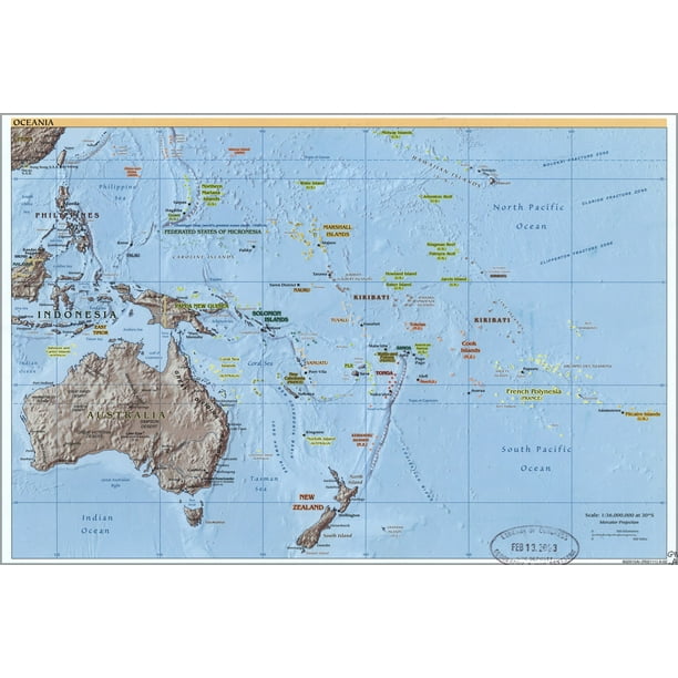 24"x36" Gallery Poster, cia map of Oceania australia new zealand 2002 ...