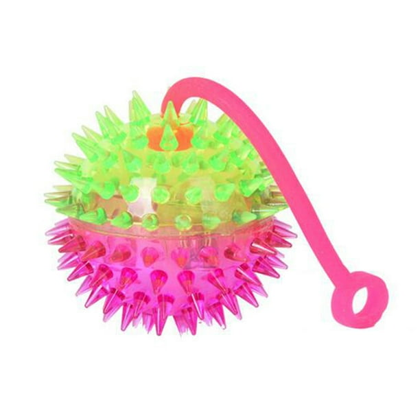 HEVIRGO LED Flashing Soft Prickly Massage Ball with Whistle Leash ...