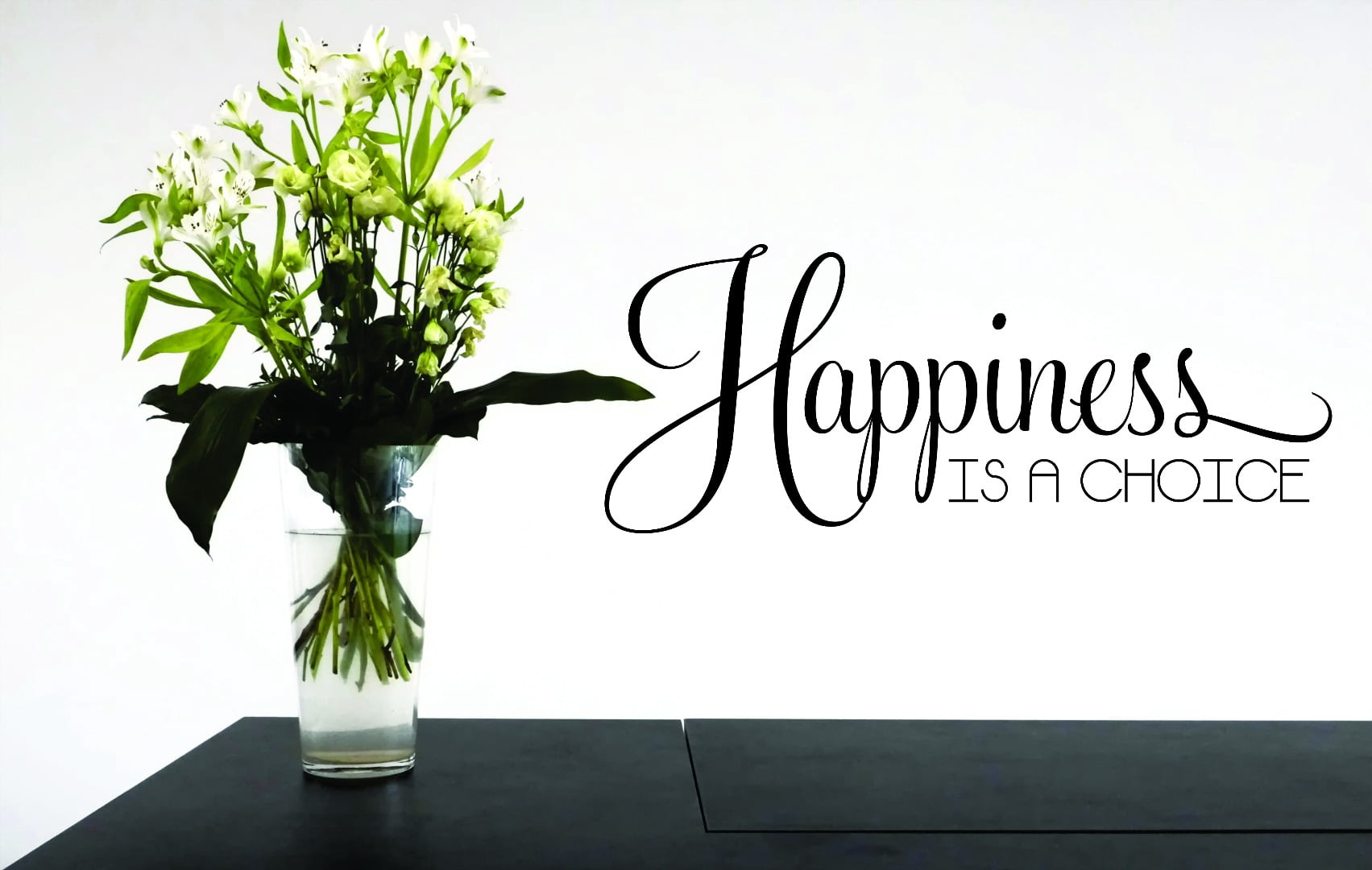Custom Wall Decal : Happiness Is A Choice Quote 12x30" - Walmart.com