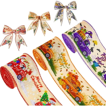 3 Rolls 18 Yards 2.5 Inch Truck Wired Edge Ribbons | Walmart Canada