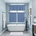 Abstract Waves Kitchen Curtains Set for Windows, Stripes Navy Blue ...