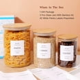3 Pcs Glass Canisters with Airtight Bamboo Lids and 42 Kitchen Pantry ...