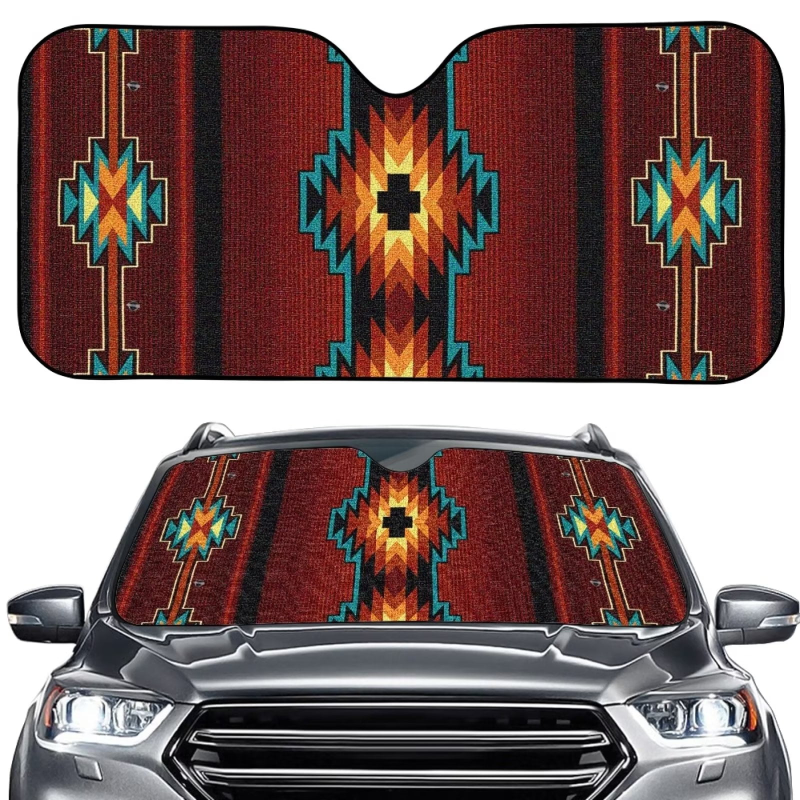 Renewold Aztec Tribal Windshield Car Sunshade UV Sun and Heat Reflector ...