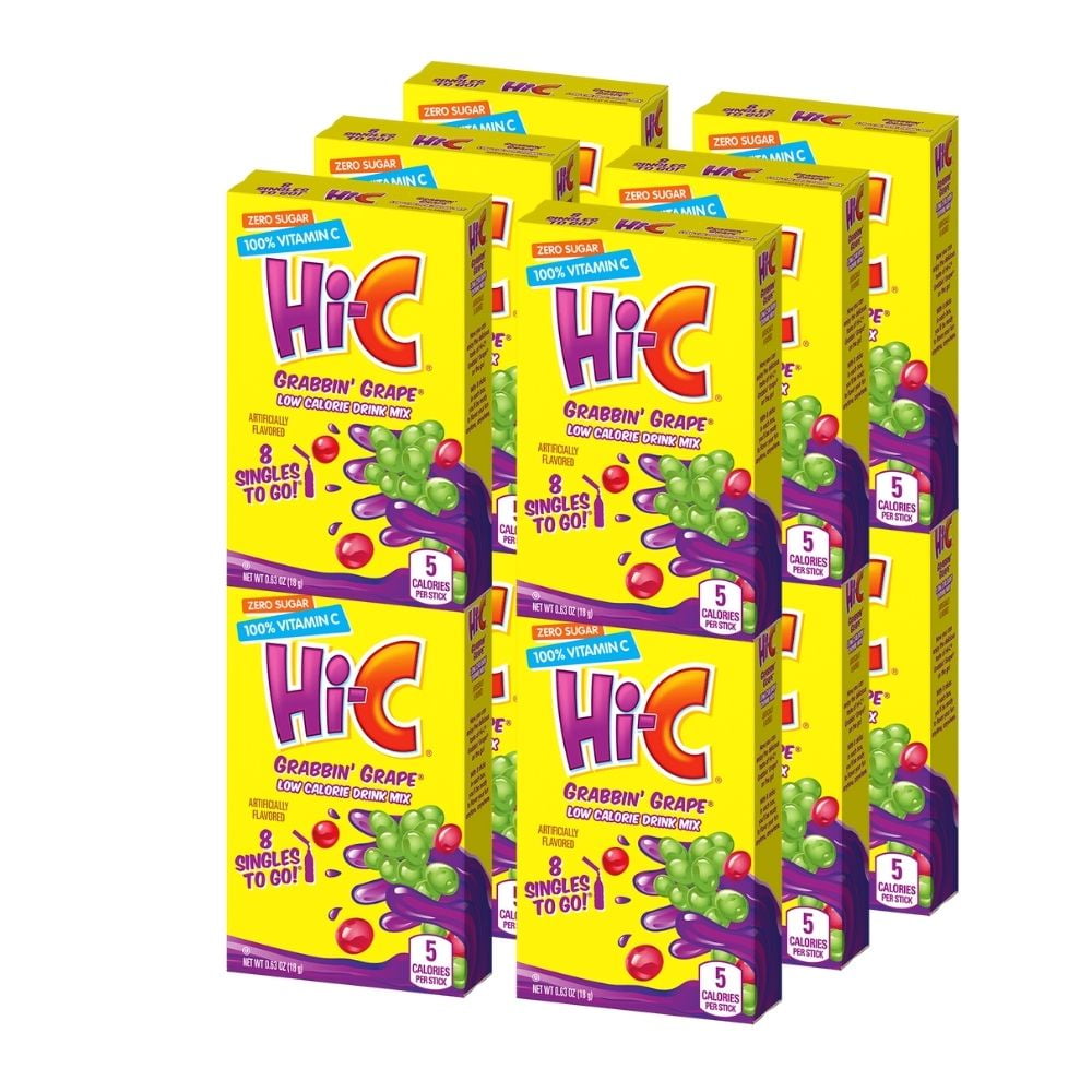 Hi-C Sugar Free Grabbin’ Grape Drink Mix, 0.63 oz, 8 CT (Pack-12 ...