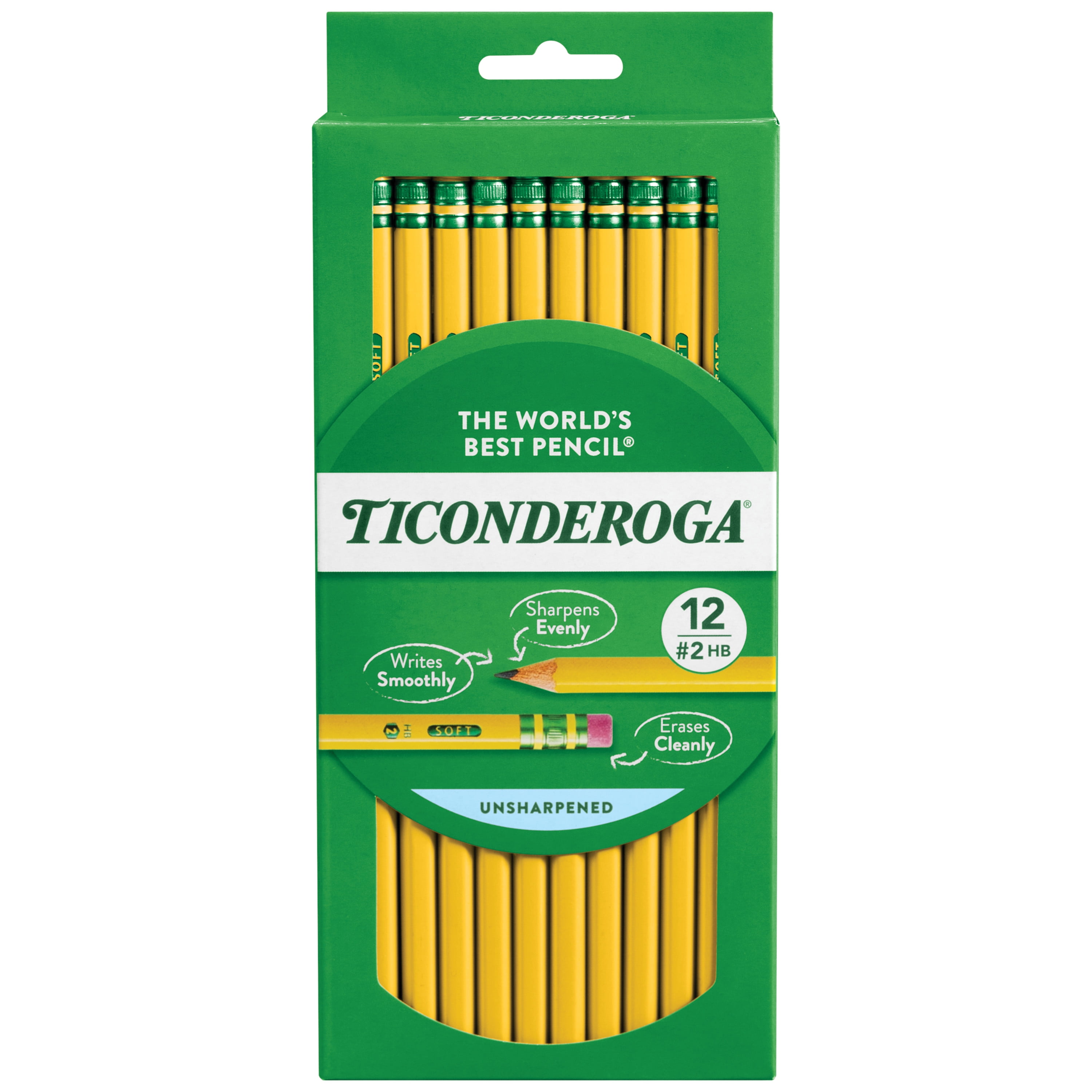 Ticonderoga Premium Wood Pencils, Unsharpened #2 Lead, Yellow, 12 Count ...