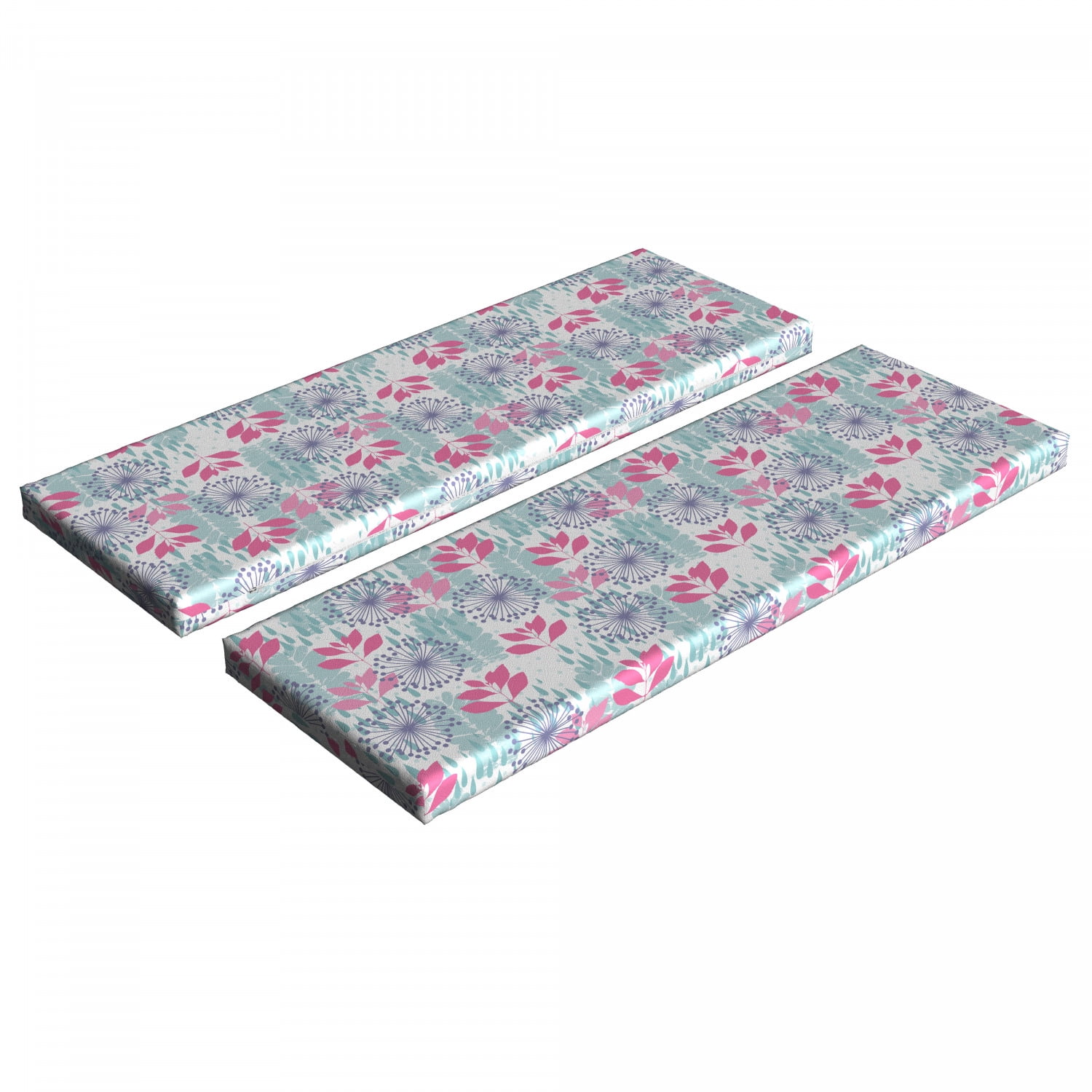 Spring Bench Cushion Set of 2, Abstract Colorful Drawings of Floral ...