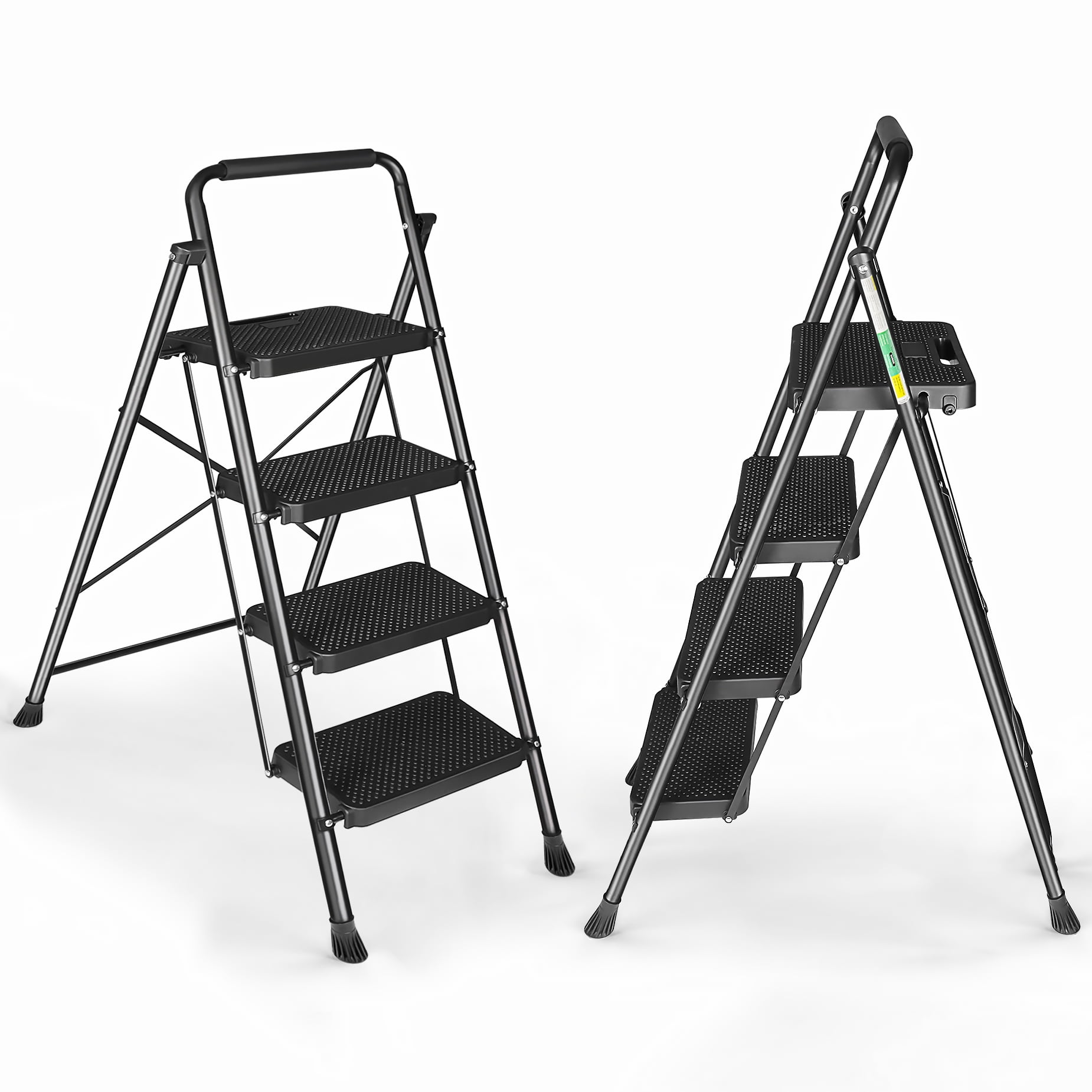 hostic 4 Step Ladder 330 LBS Load Capacity Folding Ladder with Wide ...