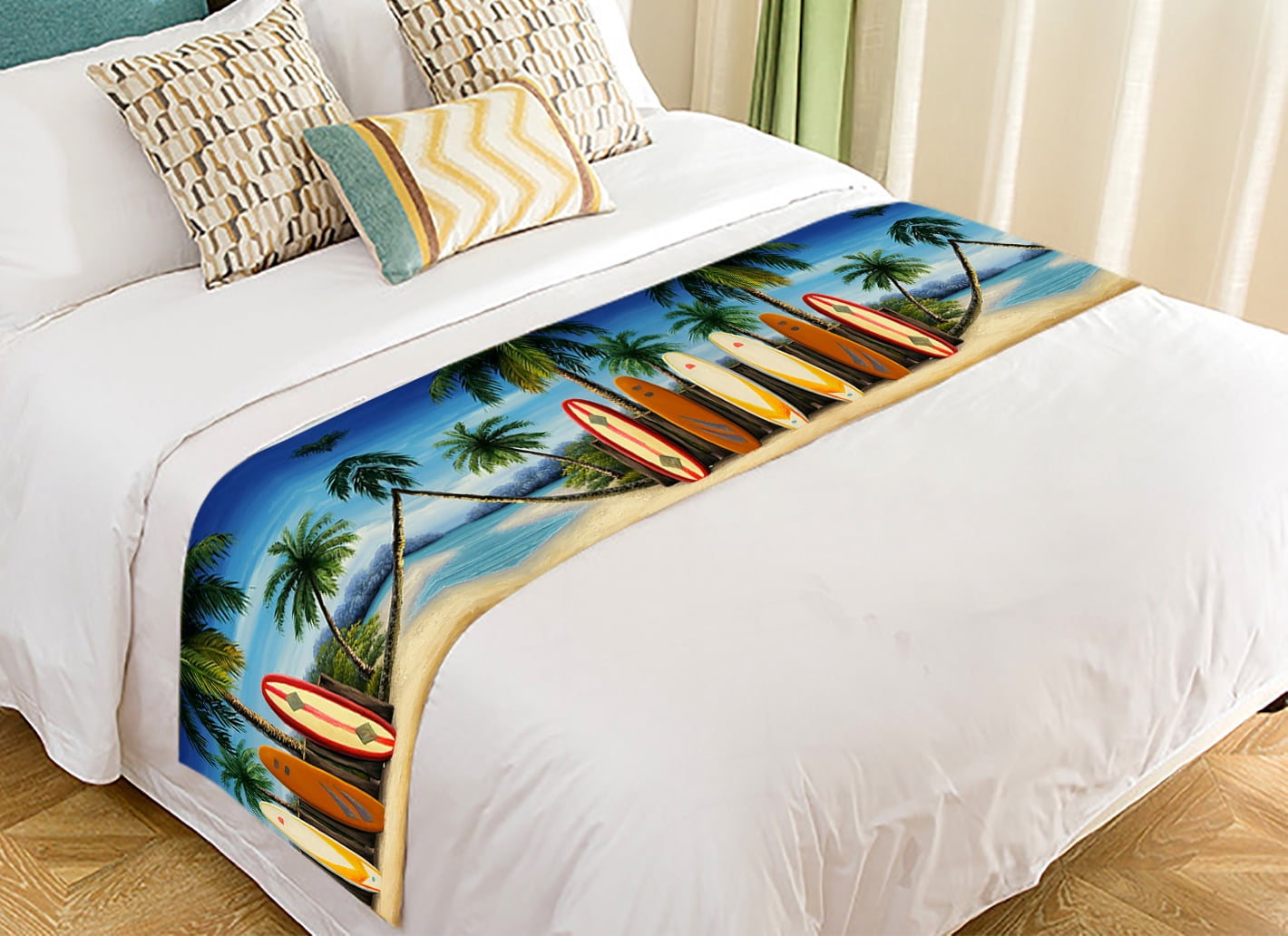 GCKG Amazing Surfboards Super Bed Decoration Bed Runner Bedding Scarf ...