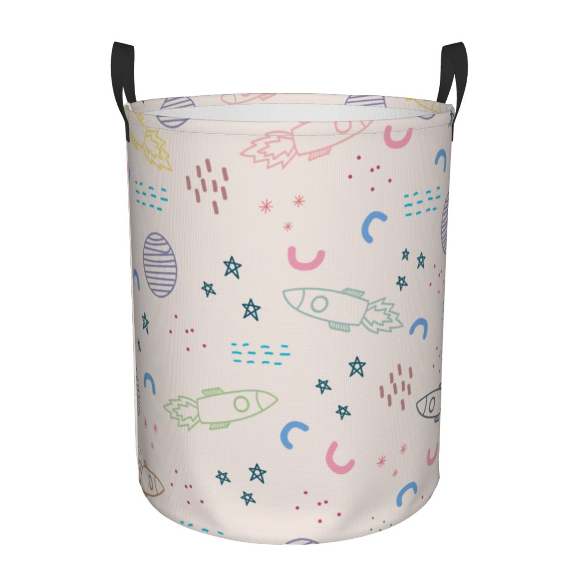 XMXY Round Laundry Basket Organizer, Spaceships Rocket Ships Planets ...