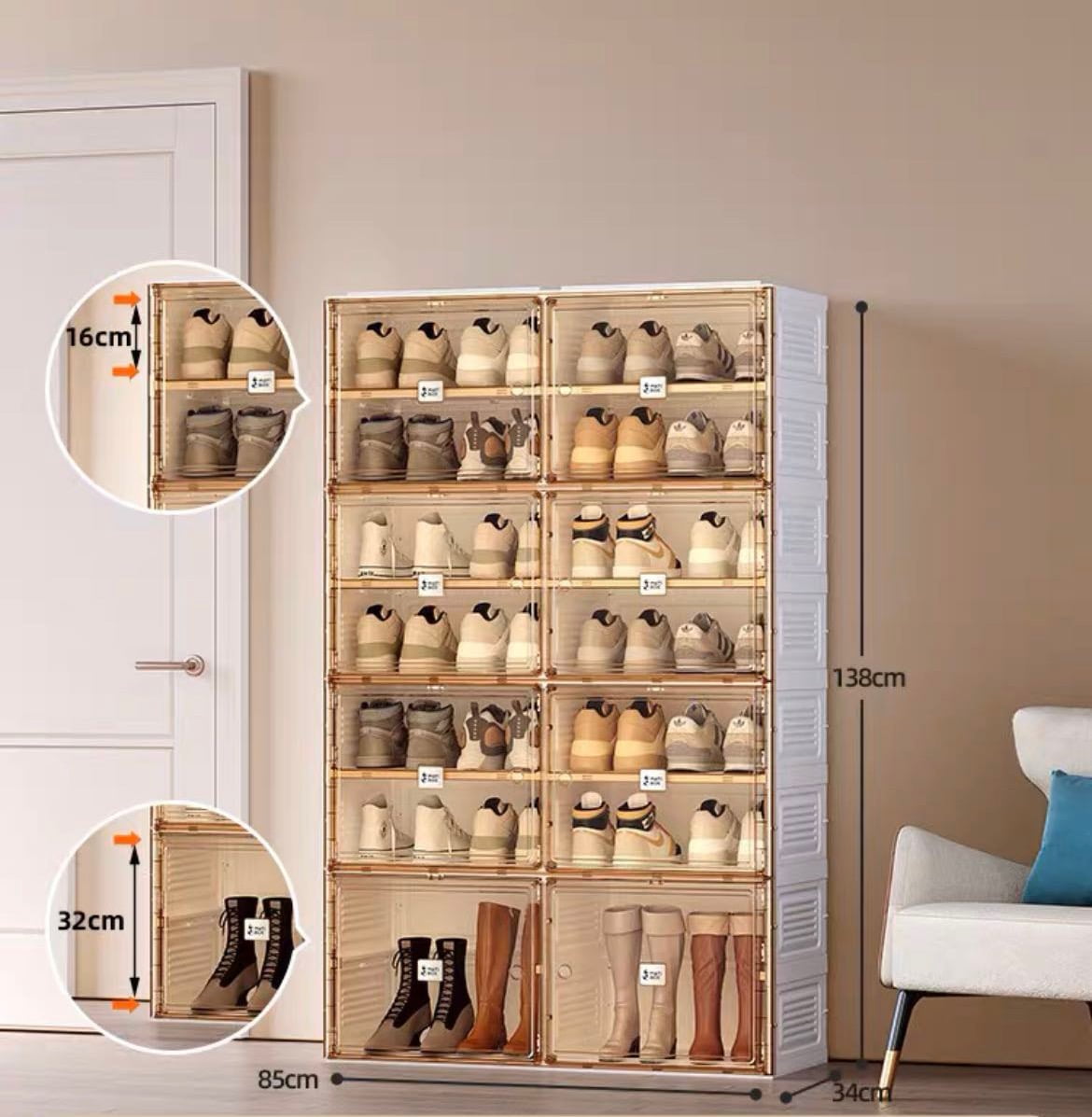 AntBox Shoe Cabinet 7 layers 14 grids (28Pairs) Portable Shoe ...