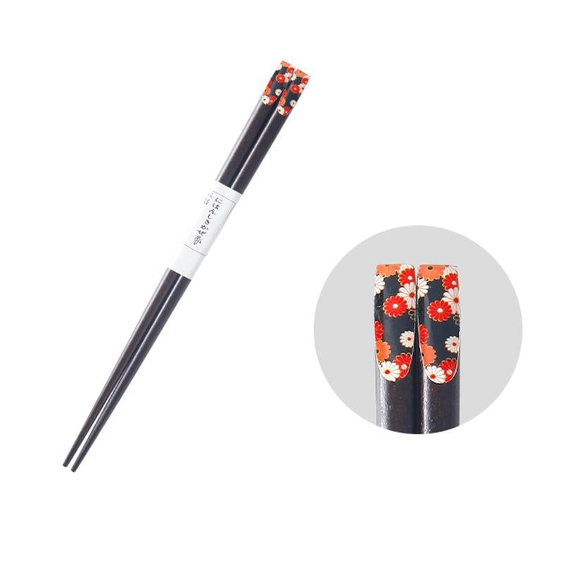 Printed Nail Chopsticks, Japanese Style Household Floral Wooden ...